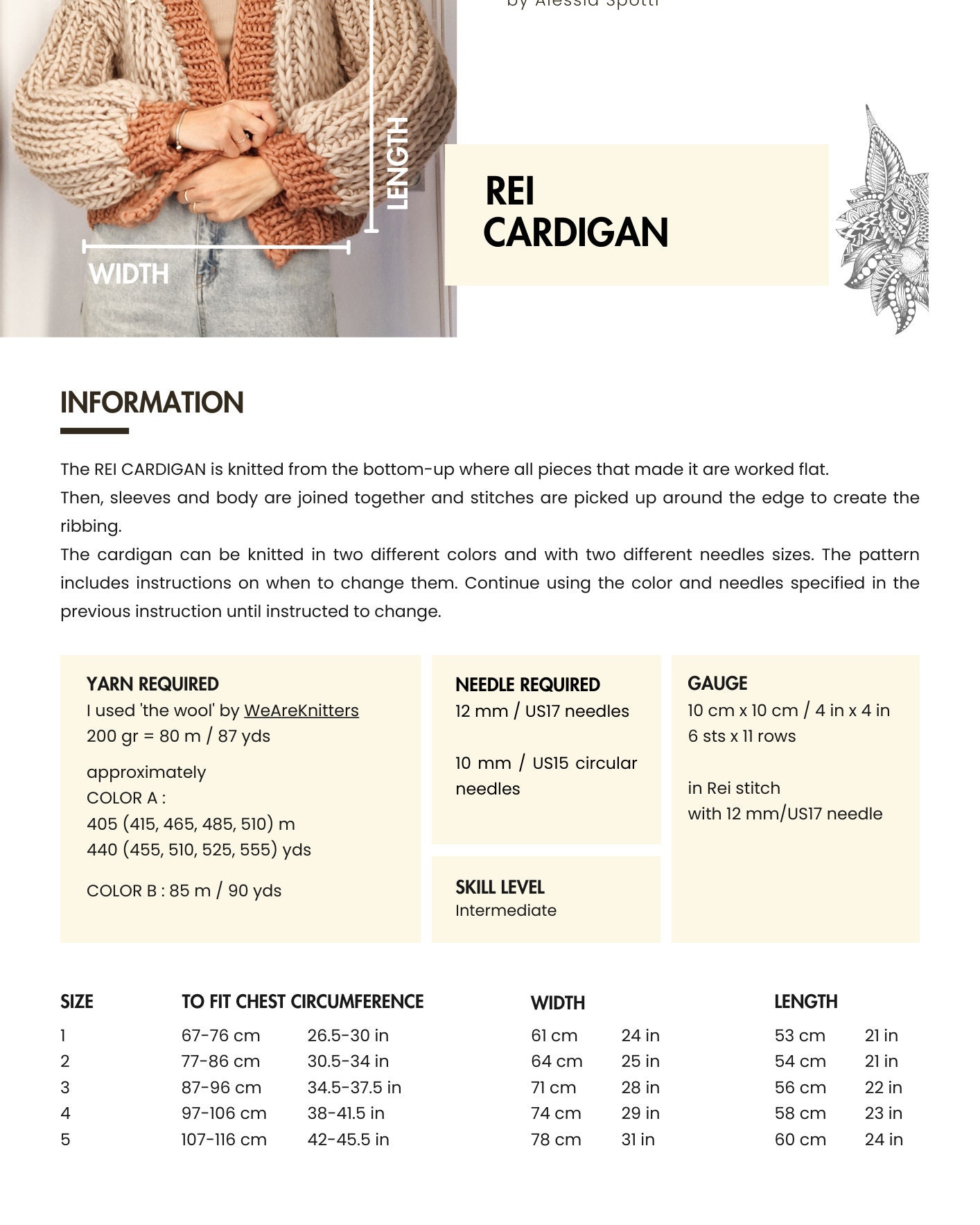 Rei Cardigan Knitting Pattern | Instant Digital Download (english ...