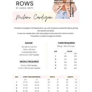 Milano Cardigan Knitting Pattern | Instant Digital Download (english ...