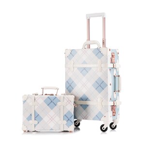 Plaid Suitcase for Women, Luggage Set With Wheels and Combo Locks ...