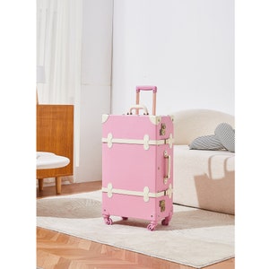 Rose Pink Suitcase for Women, Luggage Set With Spinner Wheels and TSA ...