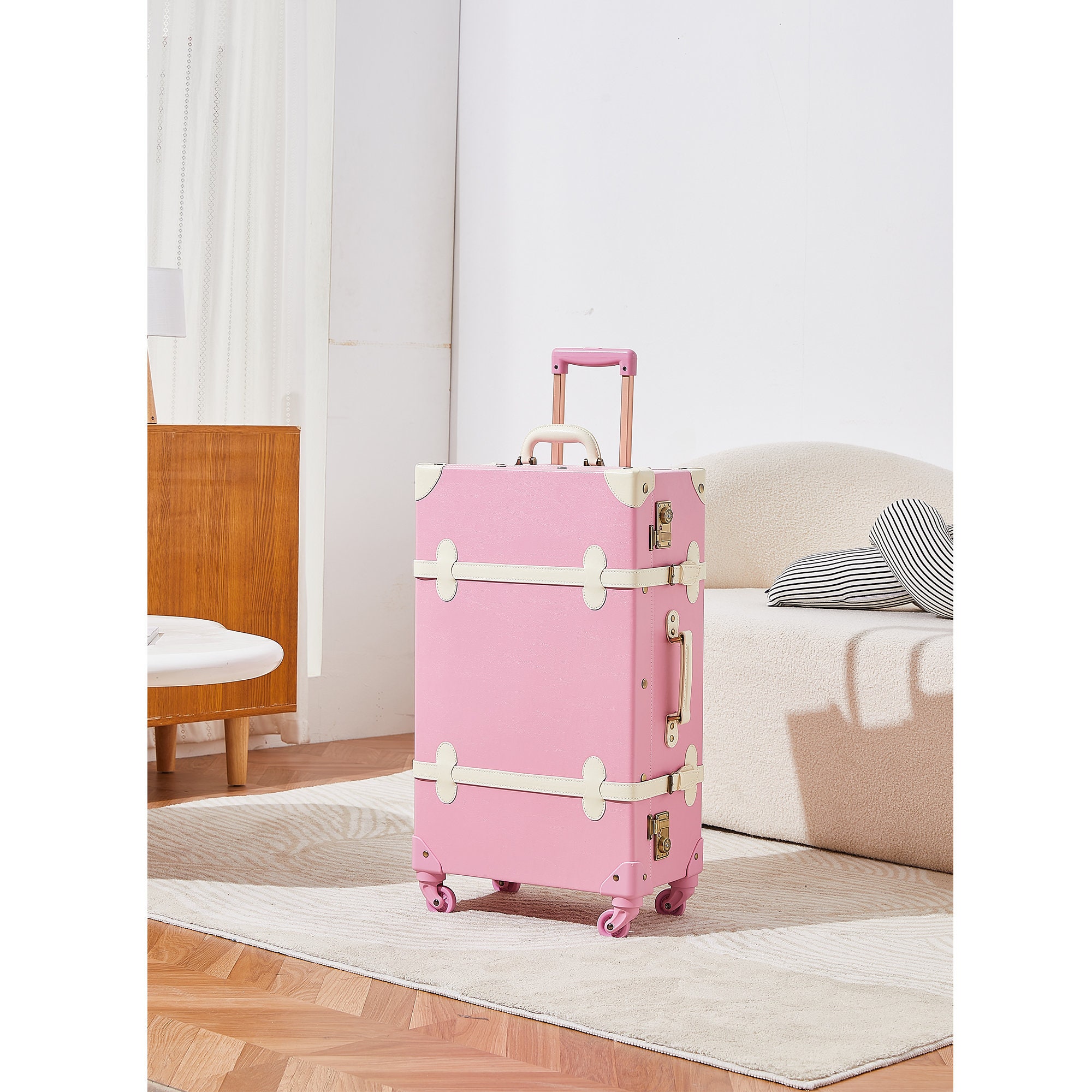 Personalized Rose Pink Suitcase for Women, Luggage Set With Spinner ...