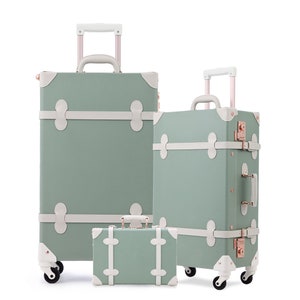 Vintage Style Suitcase for Women, Luggage Set With Spinner Wheels ...