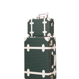 Green Diamond Pattern Suitcase Set for Woman, Luggage With Wheels ...