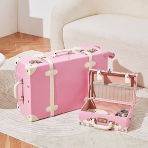Rose Pink Suitcase for Women, Luggage Set With Spinner Wheels and TSA ...