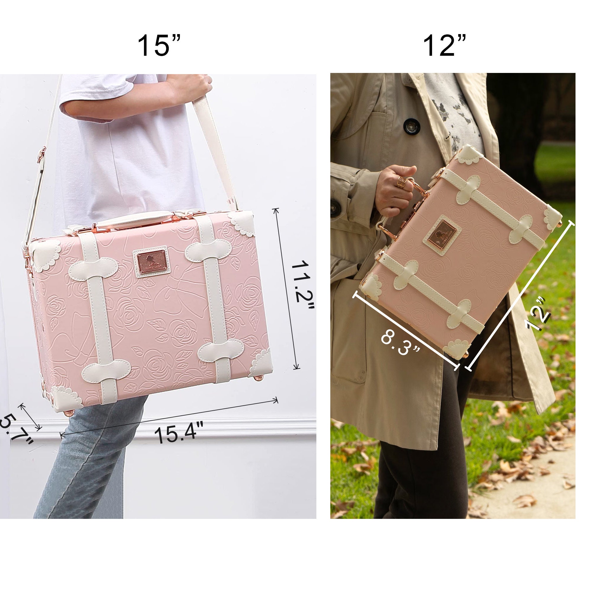 Embossed Pink Carry-on Overnight Case, Retro Hard Shell Train Case ...