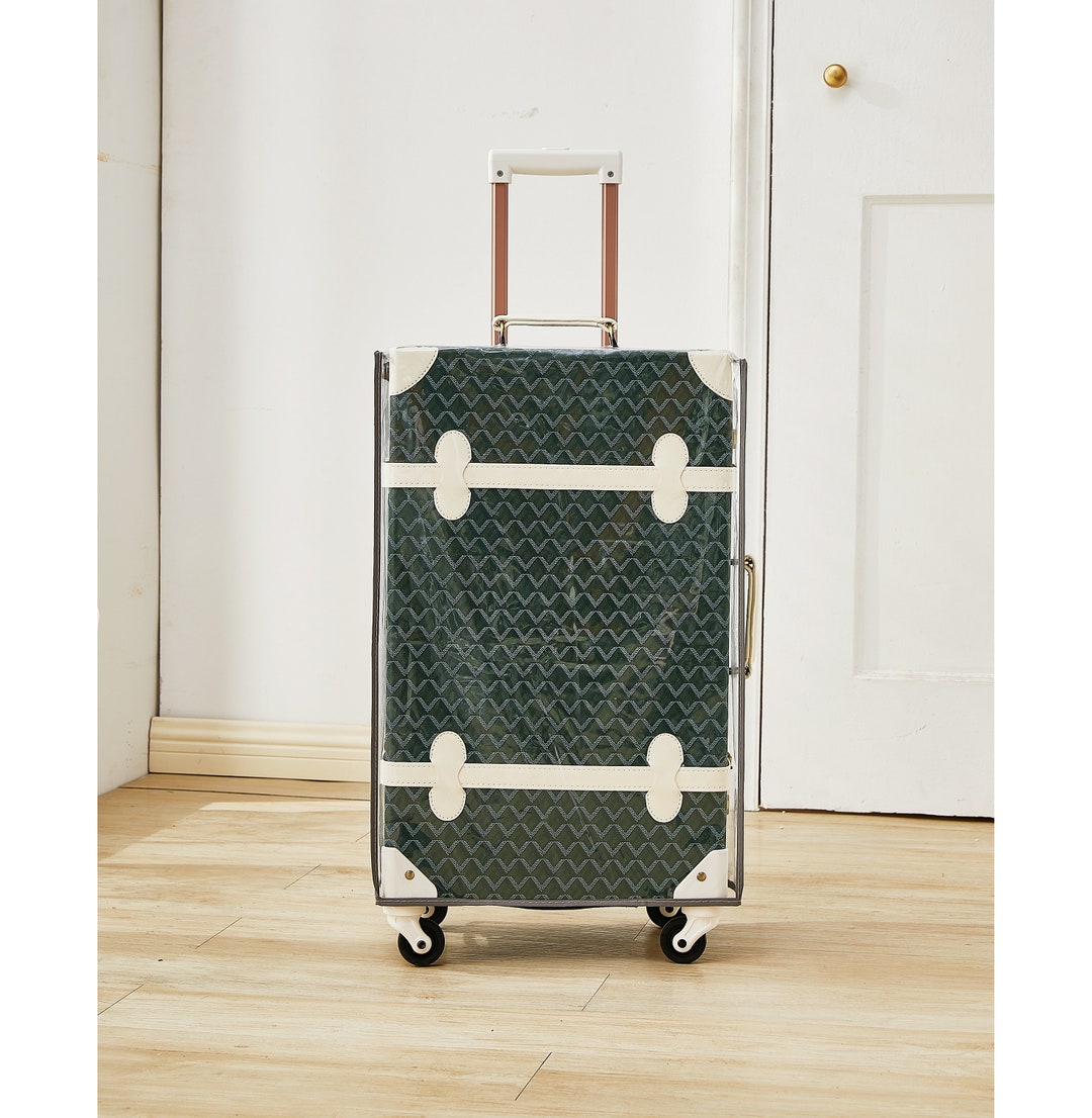 Green Diamond Pattern Suitcase Set for Woman, Luggage With Wheels ...