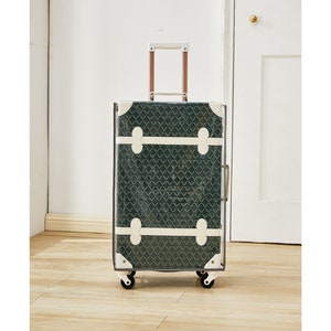 Green Diamond Pattern Suitcase Set for Woman, Luggage With Wheels ...
