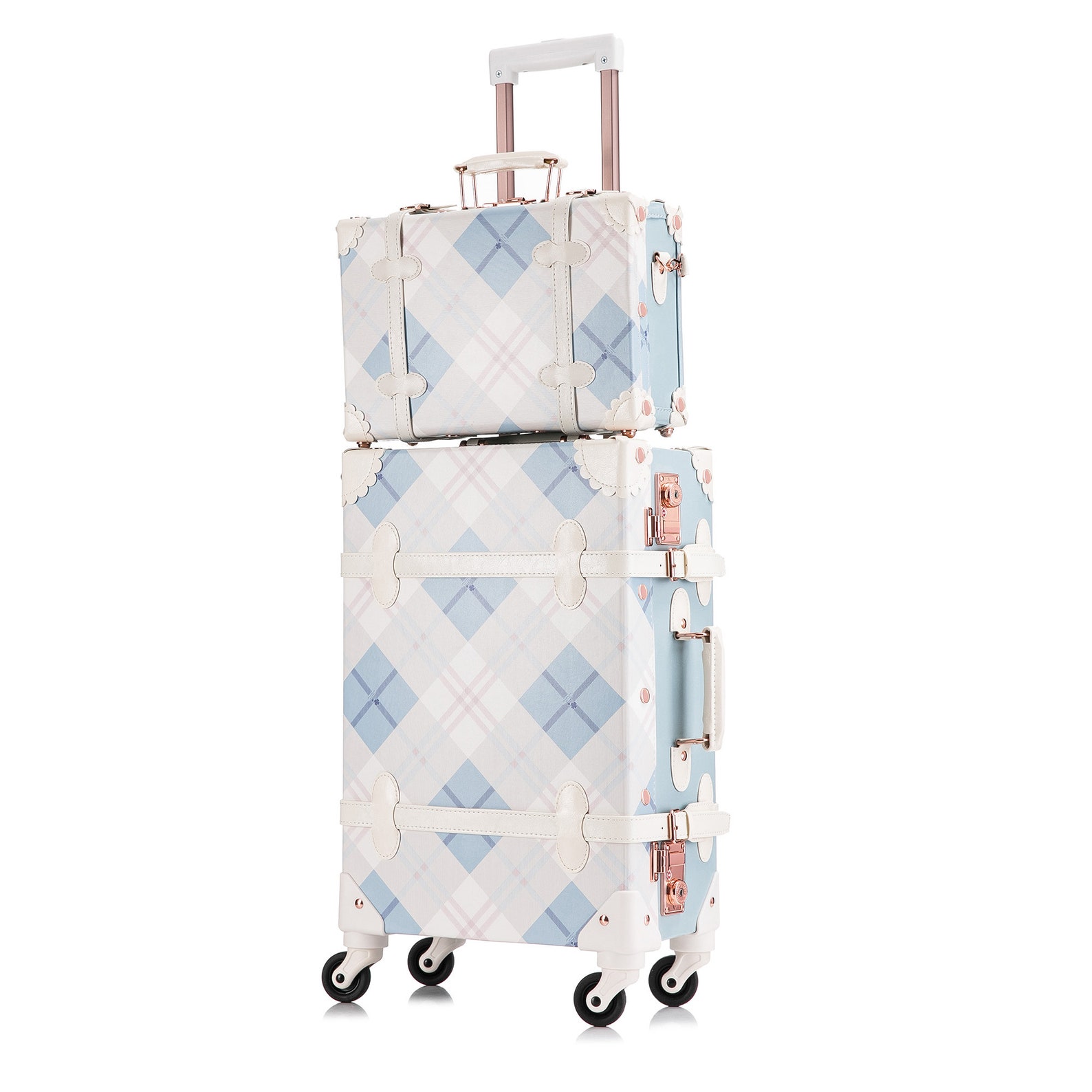 Plaid Suitcase for Women, Luggage Set With Wheels and Combo Locks ...