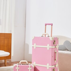 Rose Pink Suitcase for Women, Luggage Set With Spinner Wheels and TSA ...