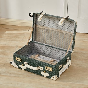 Green Diamond Pattern Suitcase Set for Woman, Luggage With Wheels ...