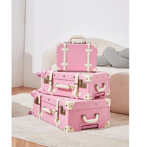 Rose Pink Suitcase for Women, Luggage Set With Spinner Wheels and TSA ...