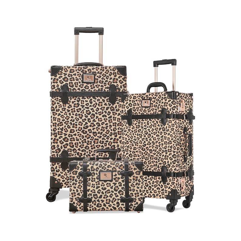 Leopard Print Suitcase, Luggage Set With Wheels and Combo Locks, Travel ...