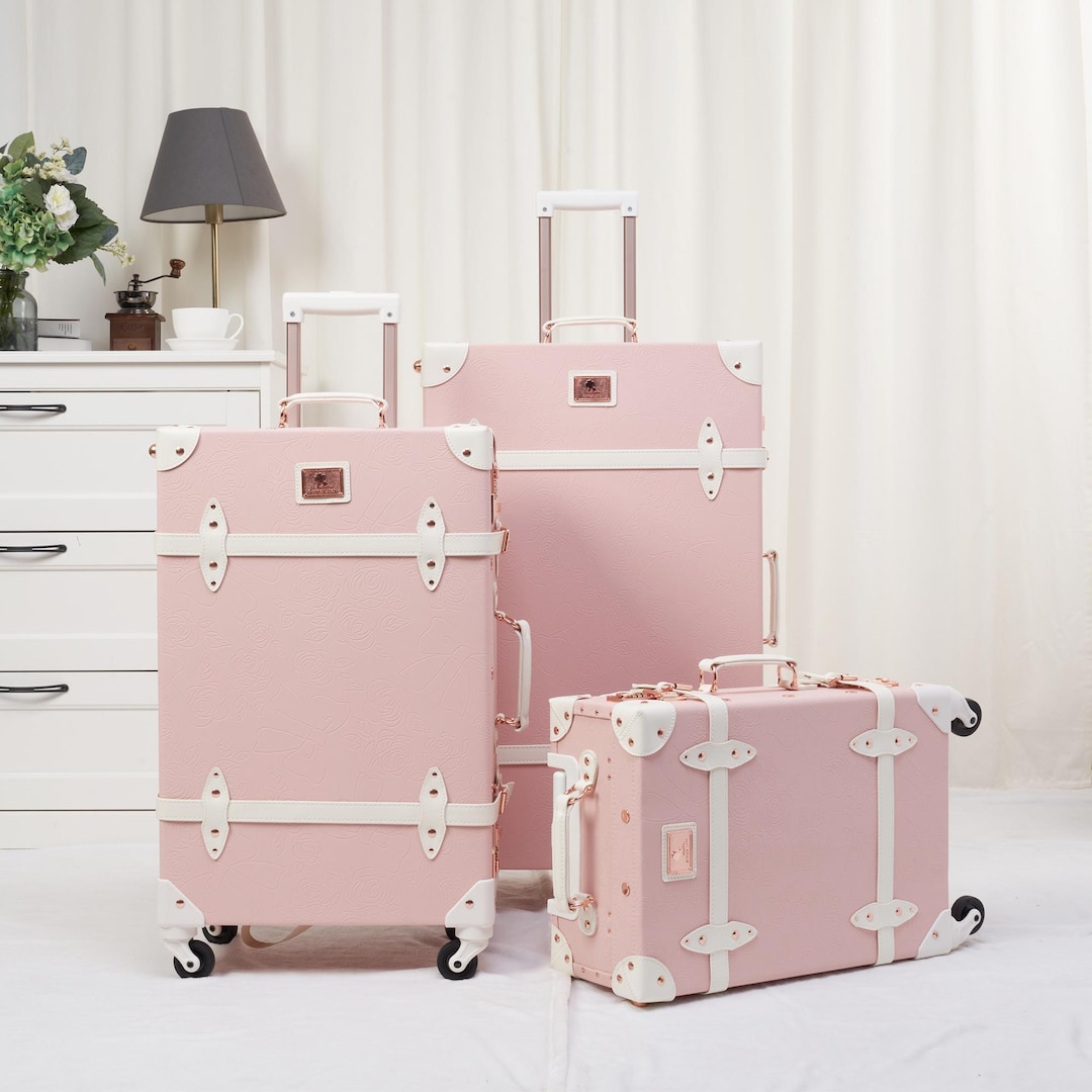 Hand Made Vintage Luggage Set for Women, 3 Piece Retro Suitcase Sets ...