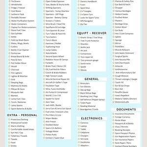 Camping 4x4 Overland List, Excel, Printable PDF, Digital Download ...
