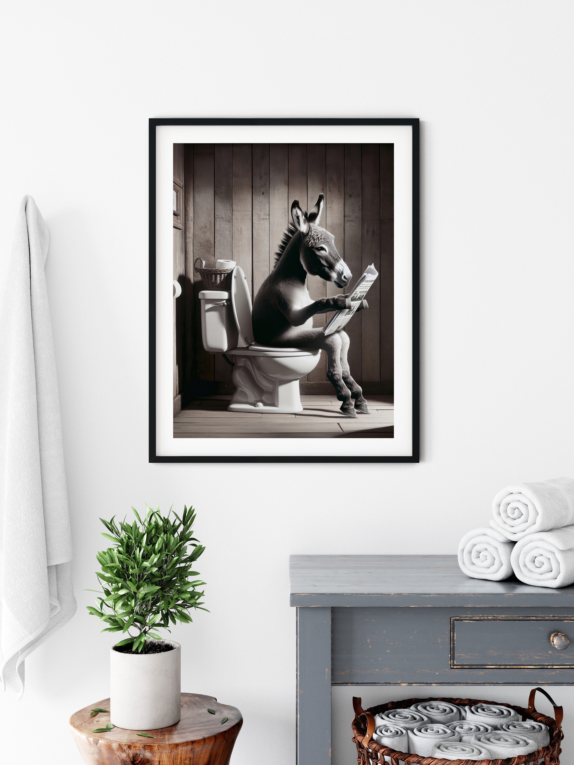 Donkey, Sitting on the Toilet, Reading Newspaper, Funny Animal, Funny ...