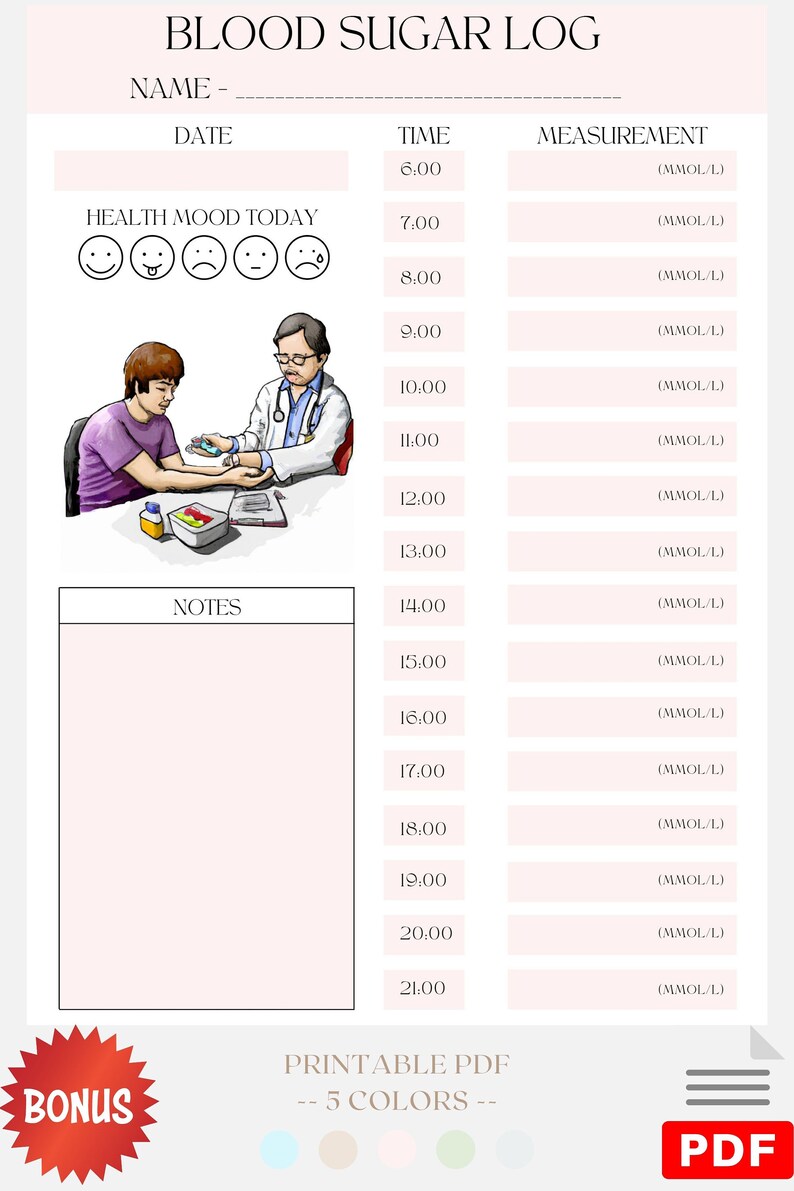 Blood Sugar Excel Tracker Printable PDF Tracker Digital - Etsy