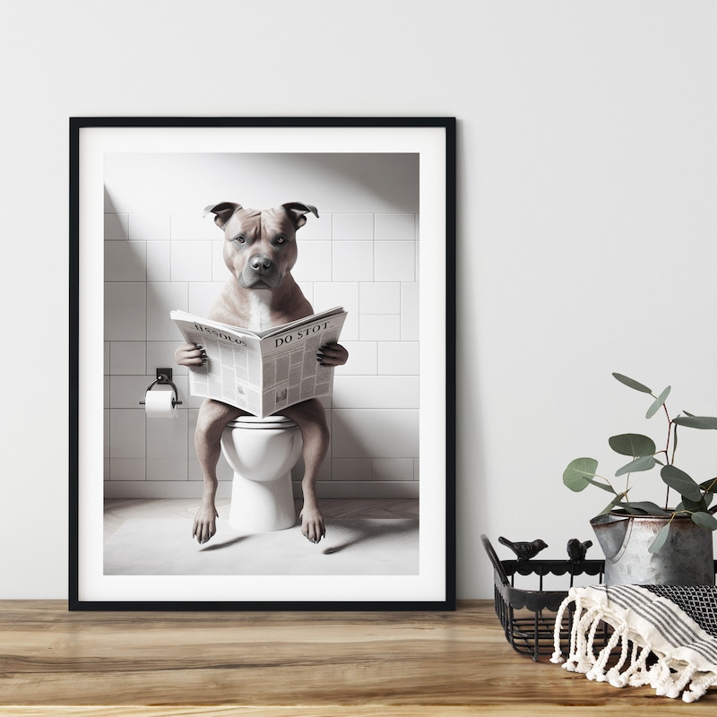 Staffie Bathroom Art - Etsy UK