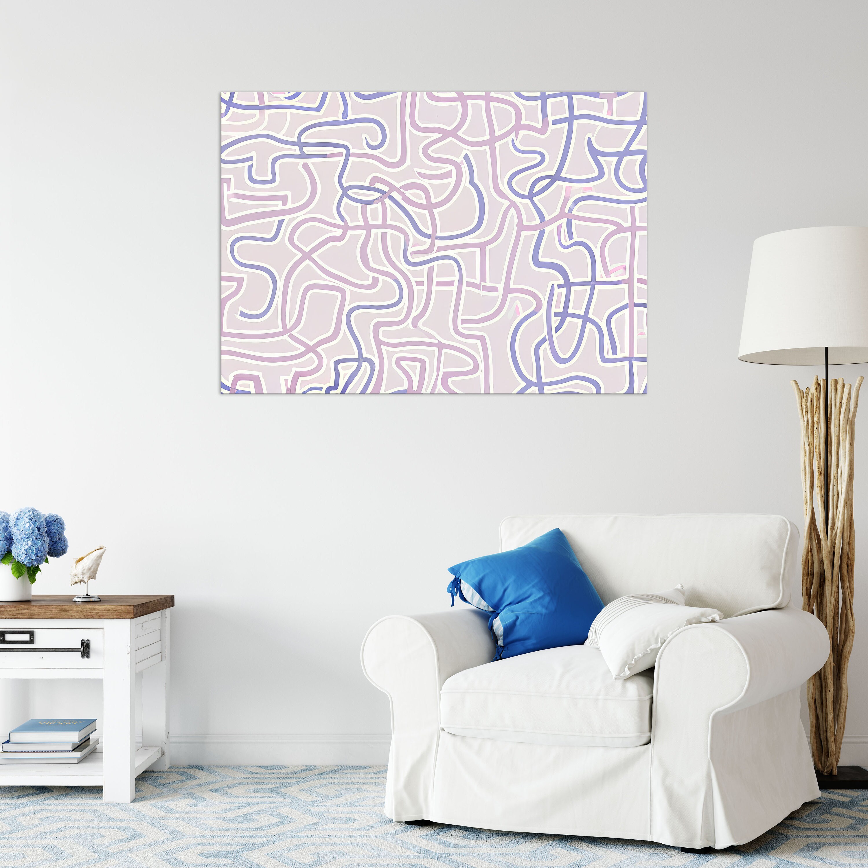 Scandi Boho Wall Art, Danish Pastel Decor, Abstract Squiggle Lines ...