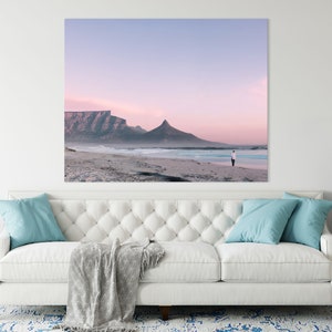 Table Mountain in Cape Town, Wall Art Poster Printable, Soft Colors ...