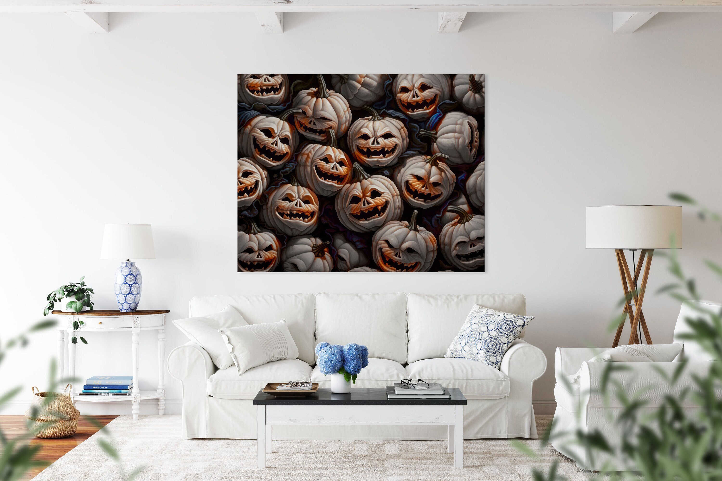 Pumpkin Face Art, Wall Art Printable, Various Sizes, Instant Download ...