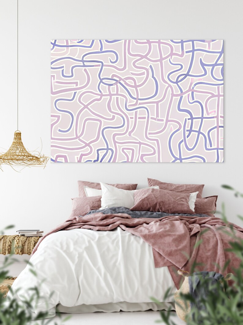 Scandi Boho Wall Art, Danish Pastel Decor, Abstract Squiggle Lines ...