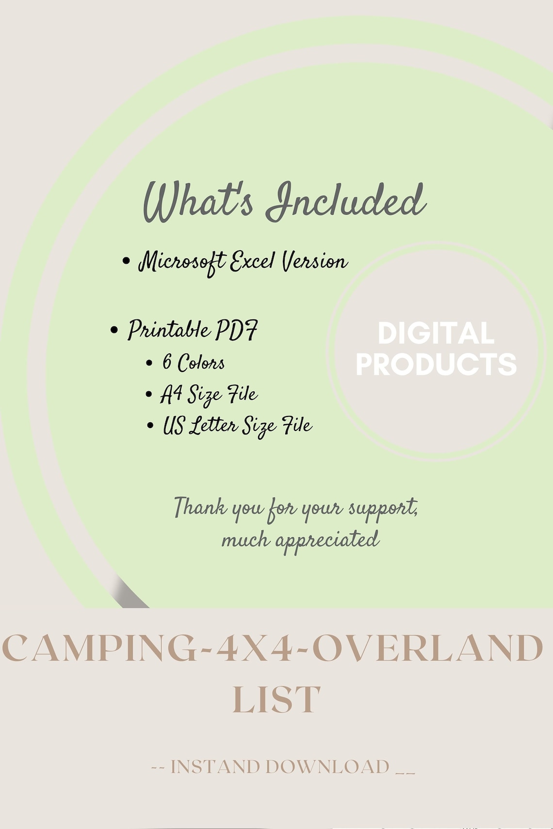 Camping 4x4 Overland List, Excel, Printable PDF, Digital Download ...