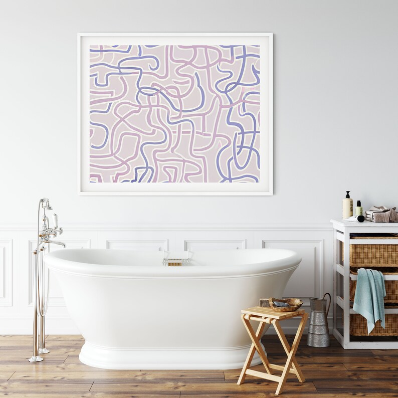 Scandi Boho Wall Art, Danish Pastel Decor, Abstract Squiggle Lines ...