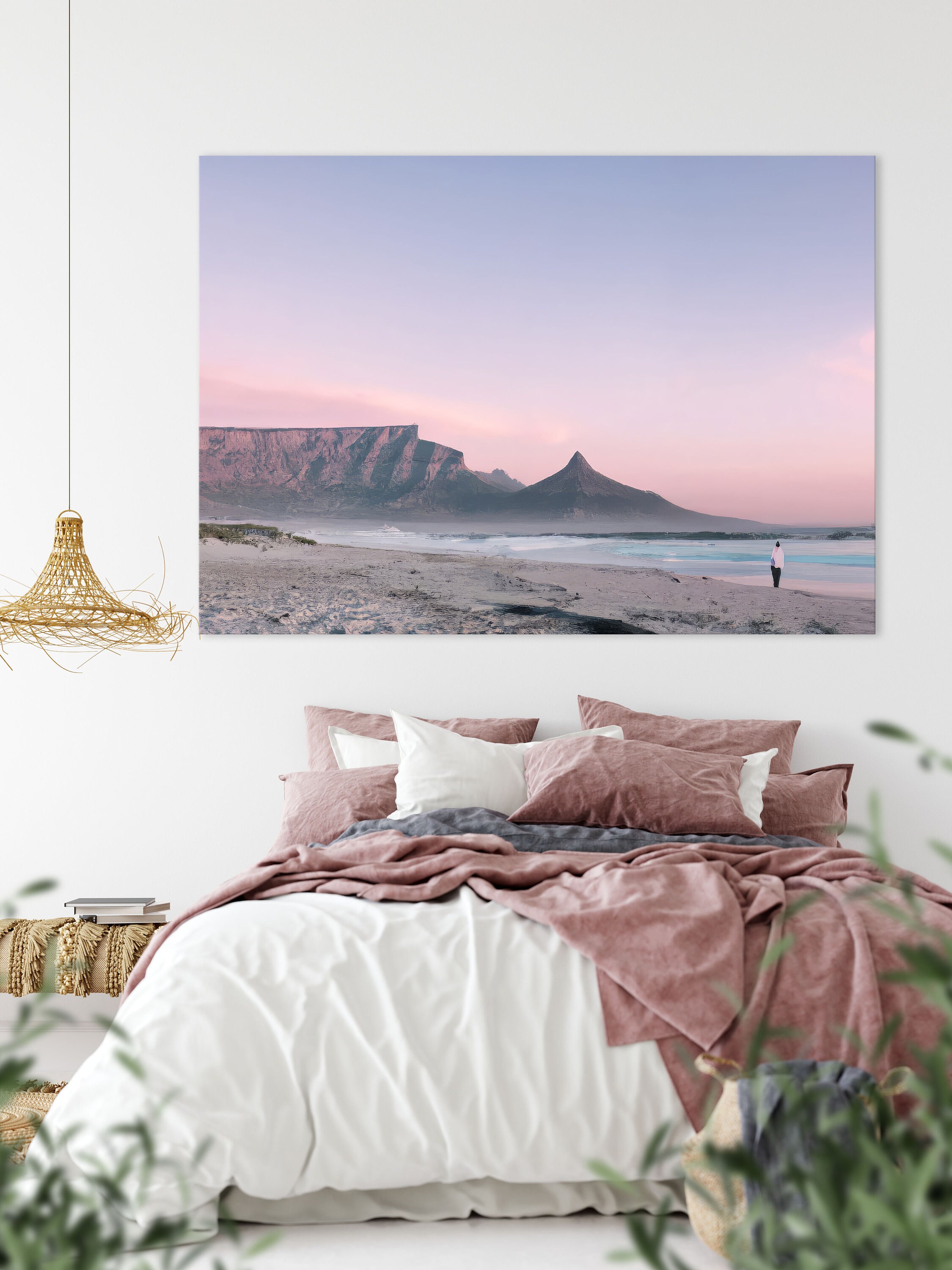 Table Mountain in Cape Town, Wall Art Poster Printable, Soft Colors ...