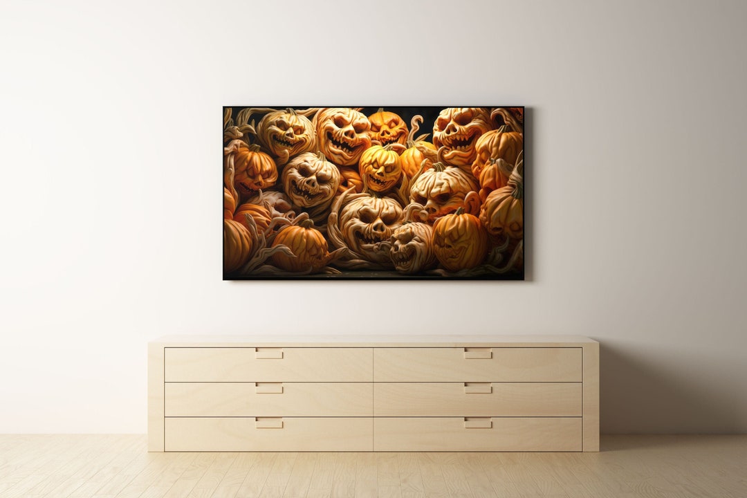 Samsung Frame Tv Art | Pumpkin Faces Art | Halloween AI Tv Art ...