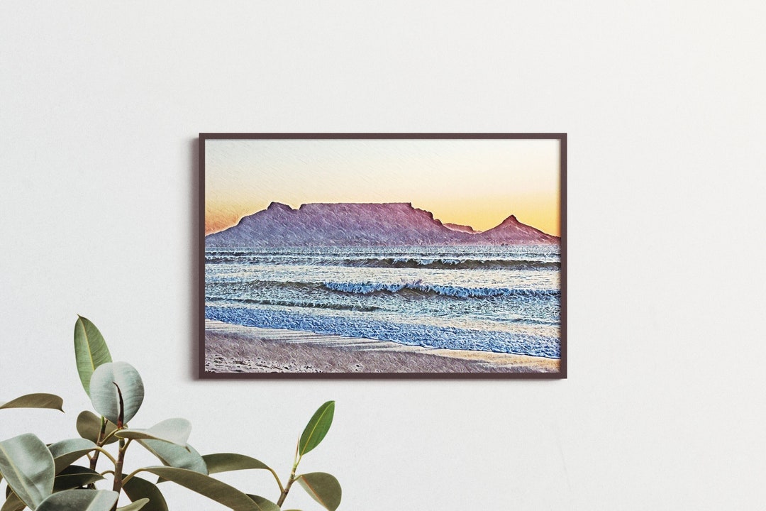 View of Table Mountain in Cape Town at Sunset, Wall Art Poster ...
