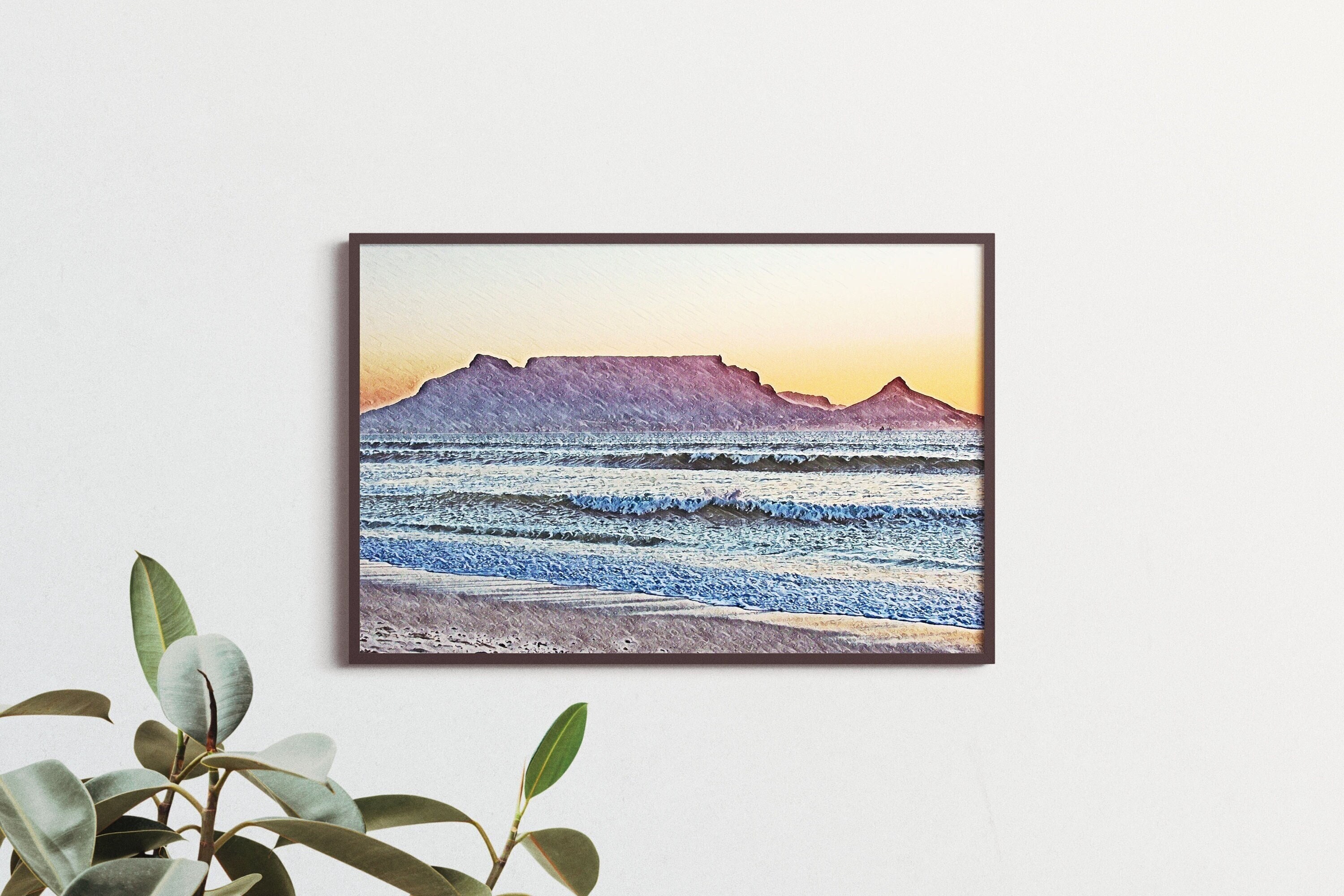 View of Table Mountain in Cape Town at Sunset, Wall Art Poster ...