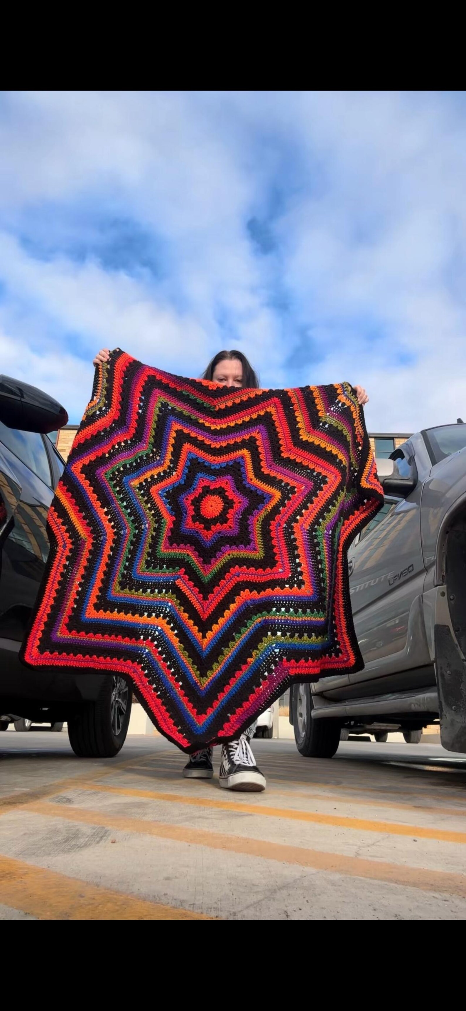 Chemical Burn Star Crochet Blanket Afghan Throw Multicolor Handmade ...