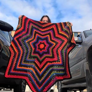 Chemical Burn Star Crochet Blanket Afghan Throw Multicolor Handmade ...