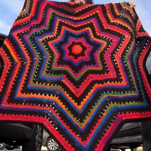 Chemical Burn Star Crochet Blanket Afghan Throw Multicolor Handmade ...