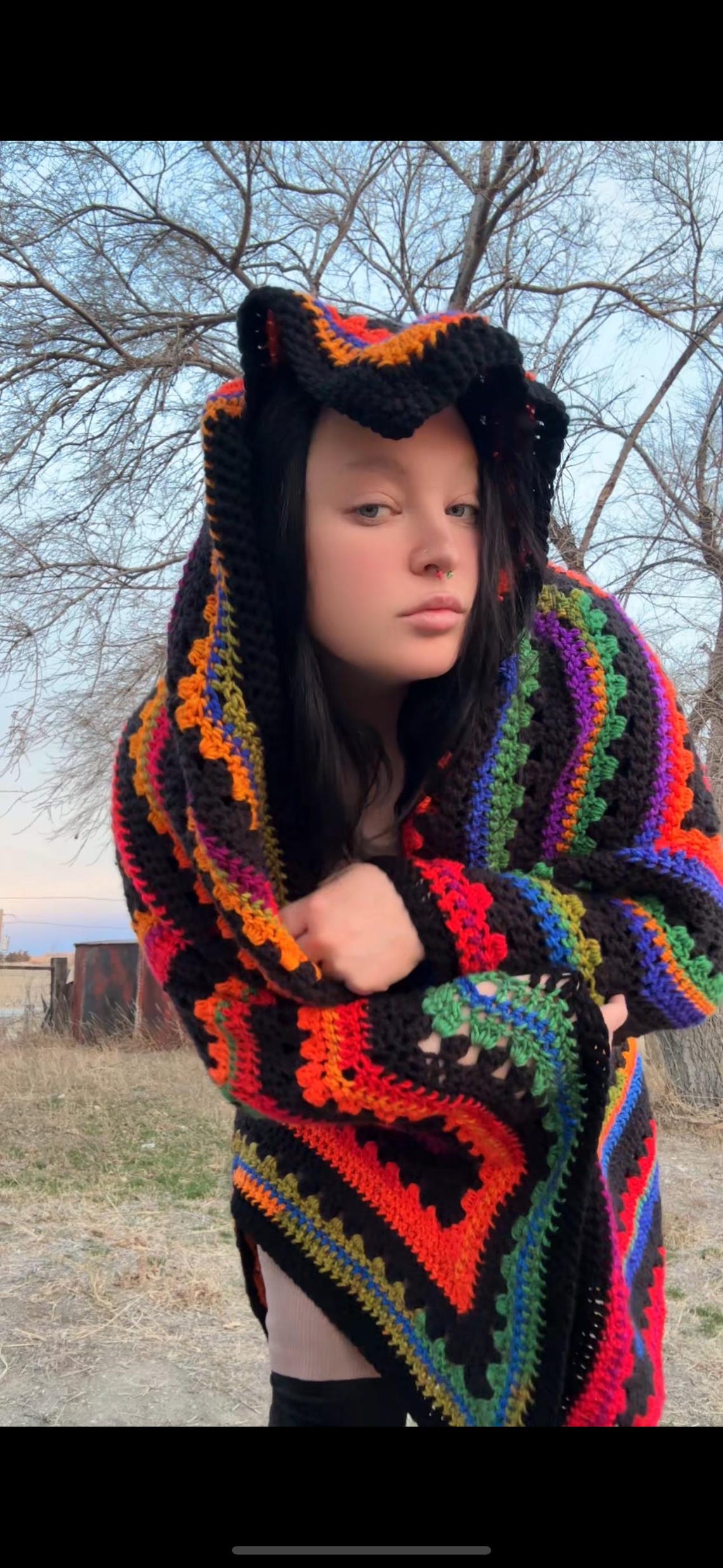 Chemical Burn Star Crochet Blanket Afghan Throw Multicolor Handmade ...