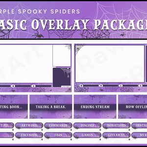 Basic Overlay Package Purple Spooky Spiderweb Twitch Overlay Banner ...