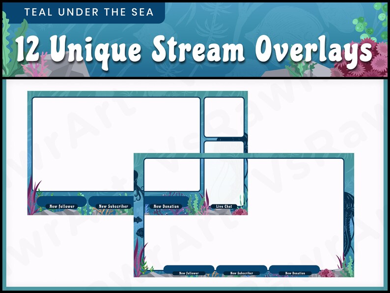 Stream Overlays Teal Under the Sea Twitch Overlay Unique Stream Offline ...