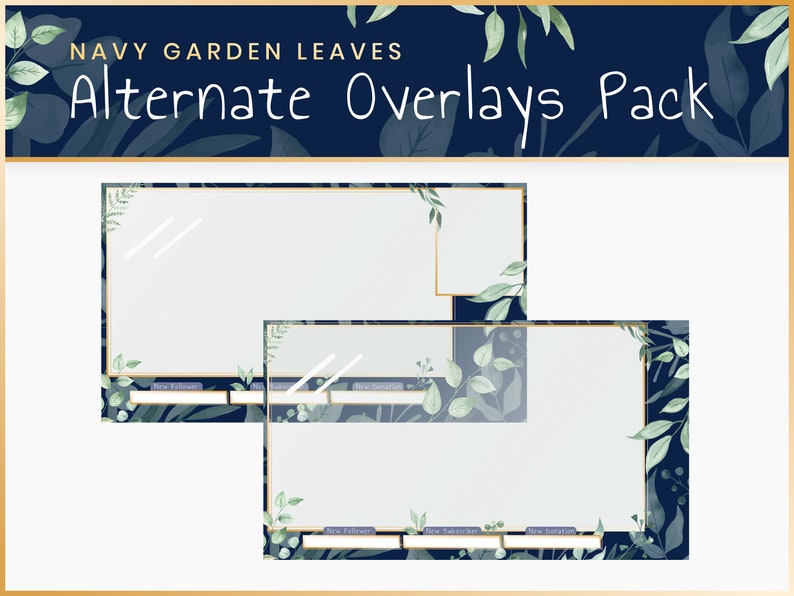 Alternate Stream Overlays Navy Garden Leaves Nature Twitch Overlay ...