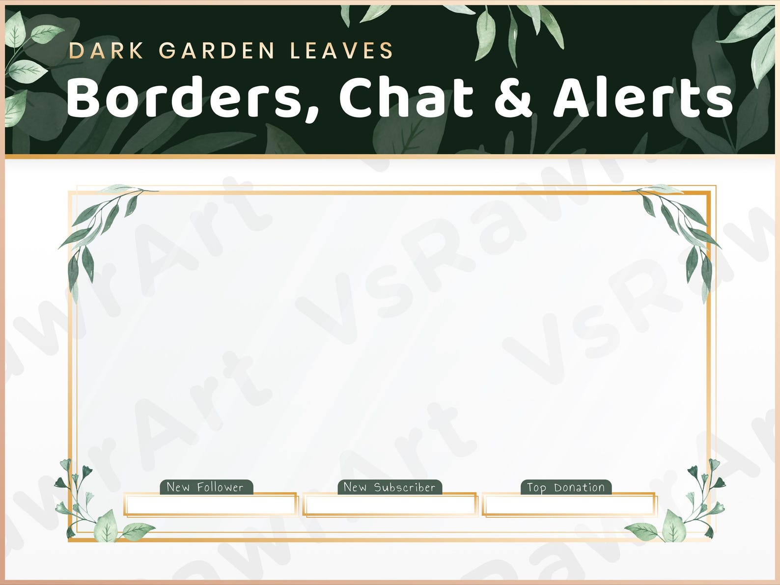 Stream Chat Windows, Borders & Alerts - Dark Garden Leaves | Cute ...