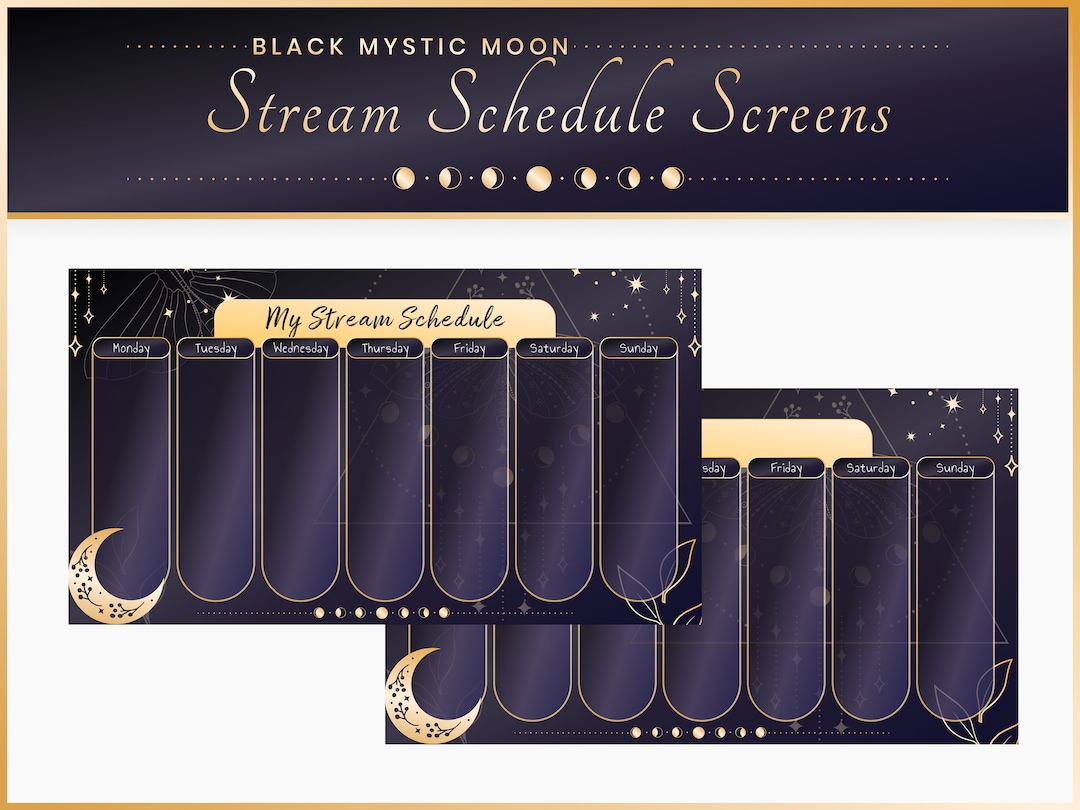 Stream Weekly Schedule Planning Screen Black Mystic Moon Cute Twitch ...