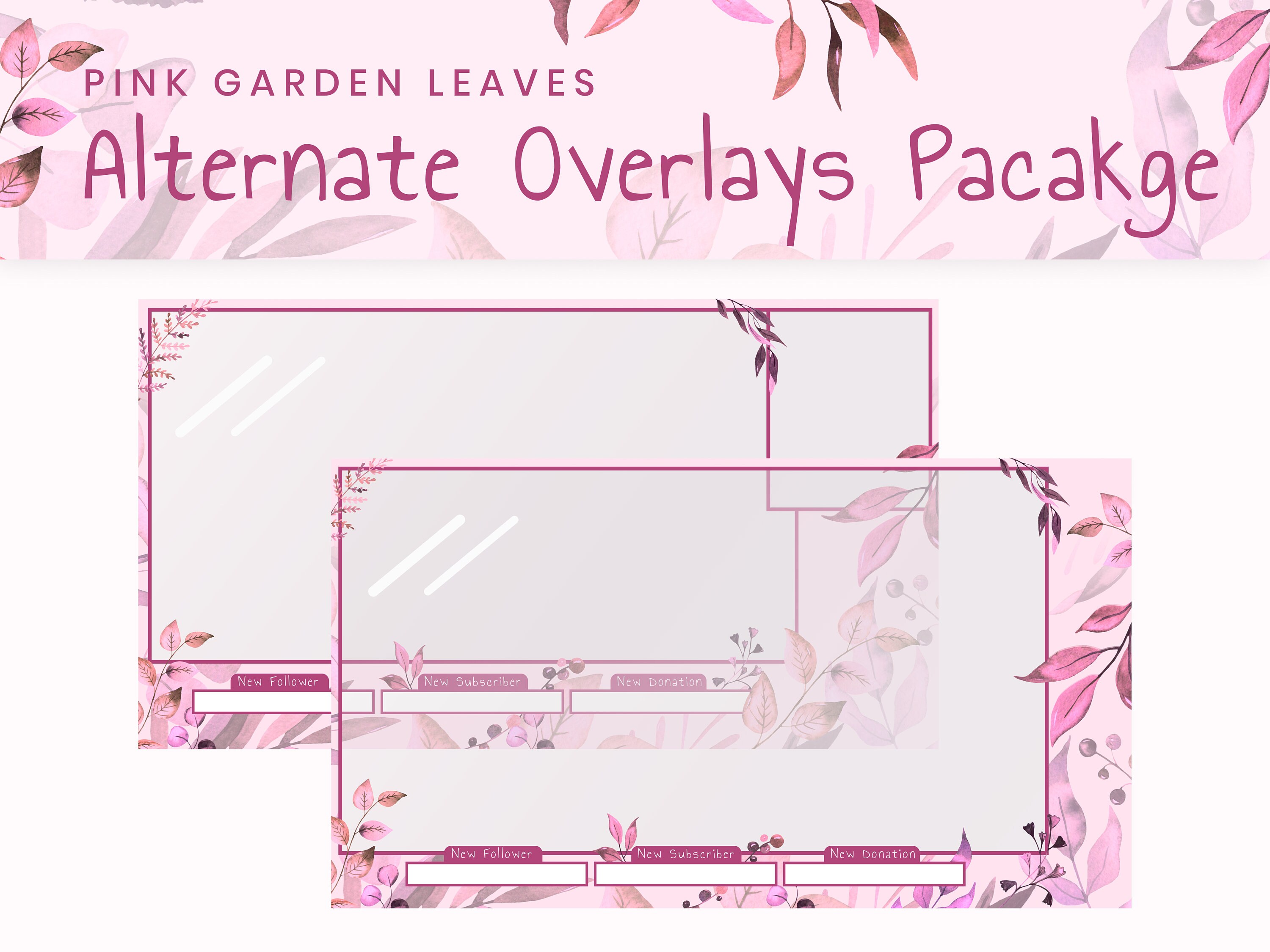 Alternate Stream Overlays Pink Garden Leaves Nature Twitch Overlay ...