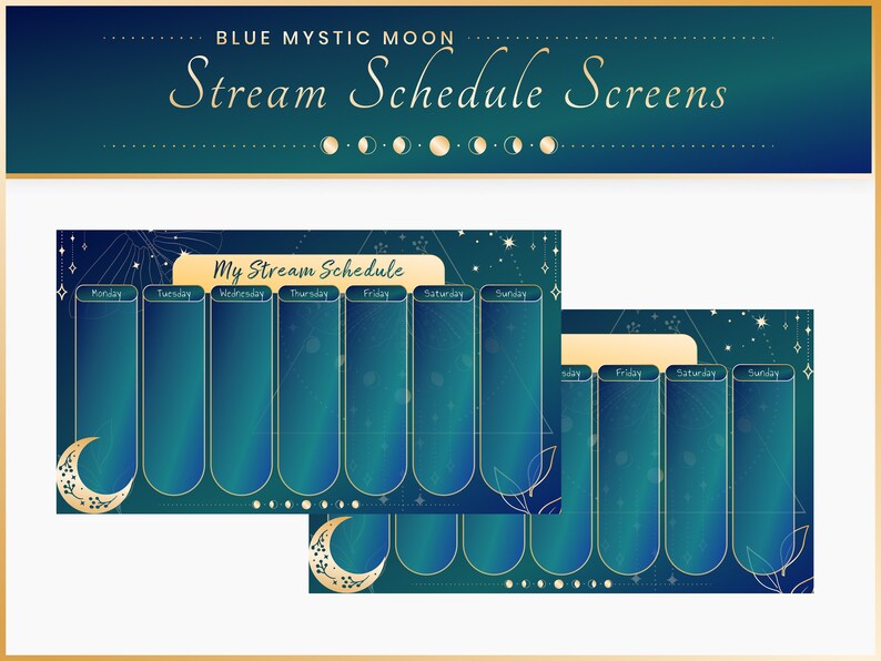 Stream Weekly Schedule Planning Screen Blue Mystic Moon - Etsy