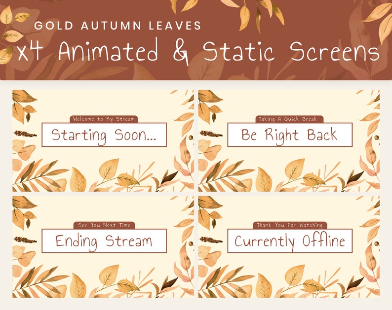 Animated Stream Status Screens Gold Autumn Garden Leaves - Etsy