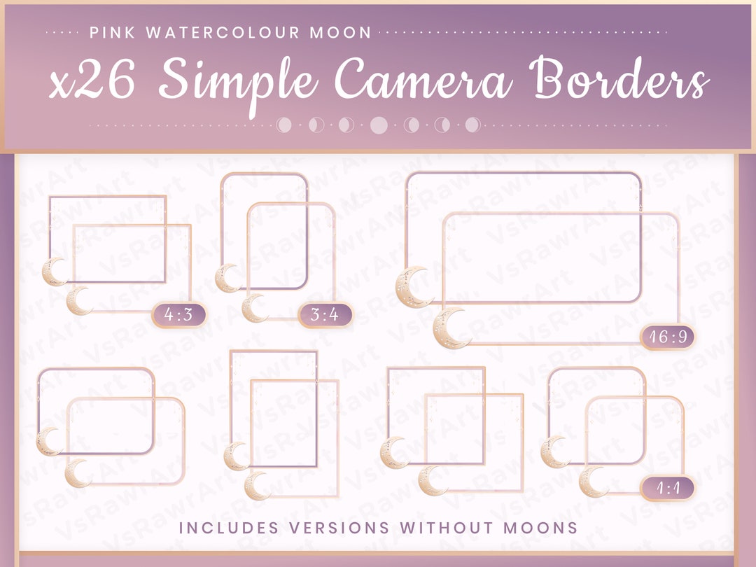 Basic Stream Camera Borders - Pink Watercolour Moon | Cute | Twitch ...
