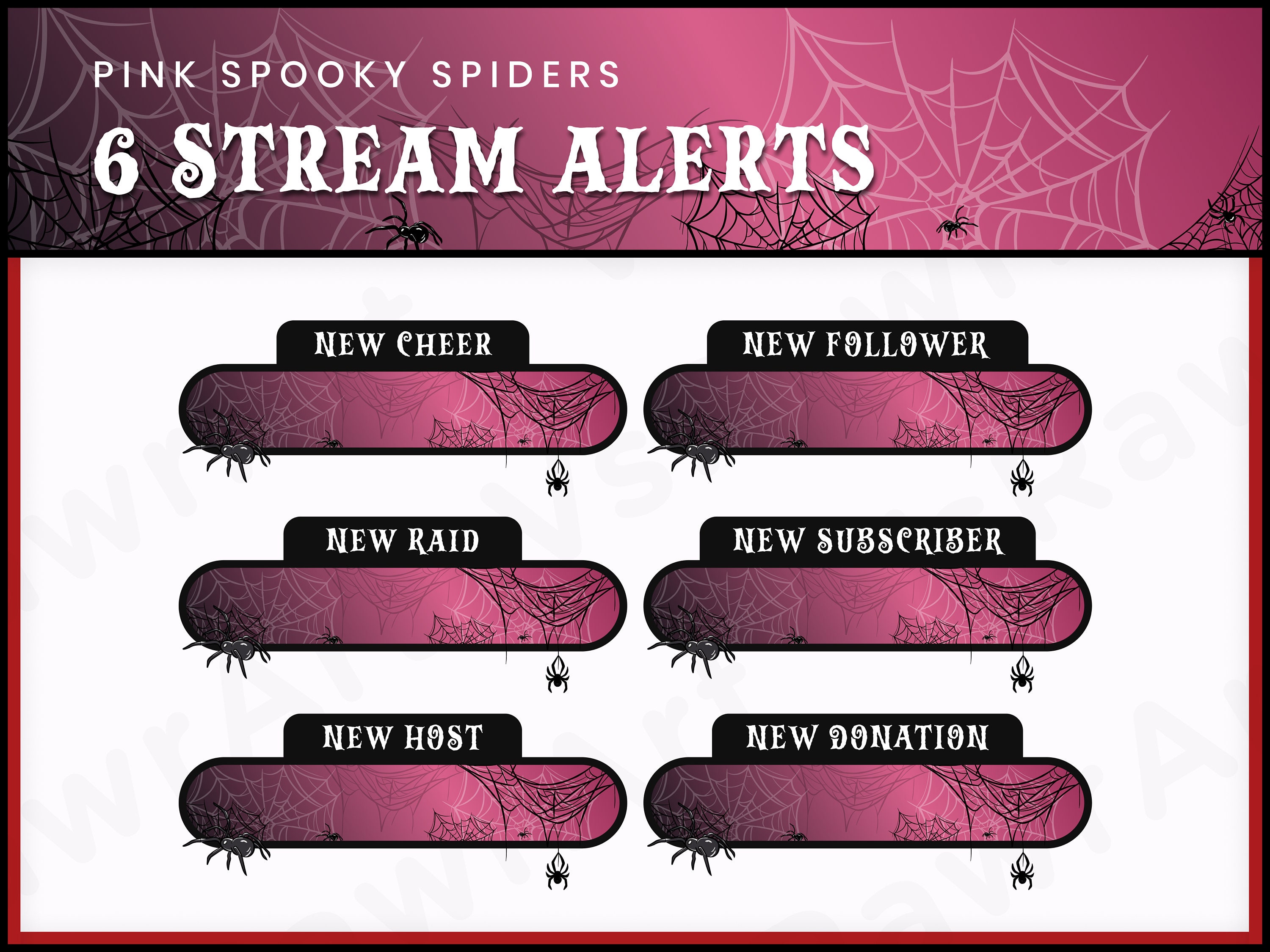 Stream Chat Windows, Camera Borders & Alerts Pink Spooky Spiderweb ...