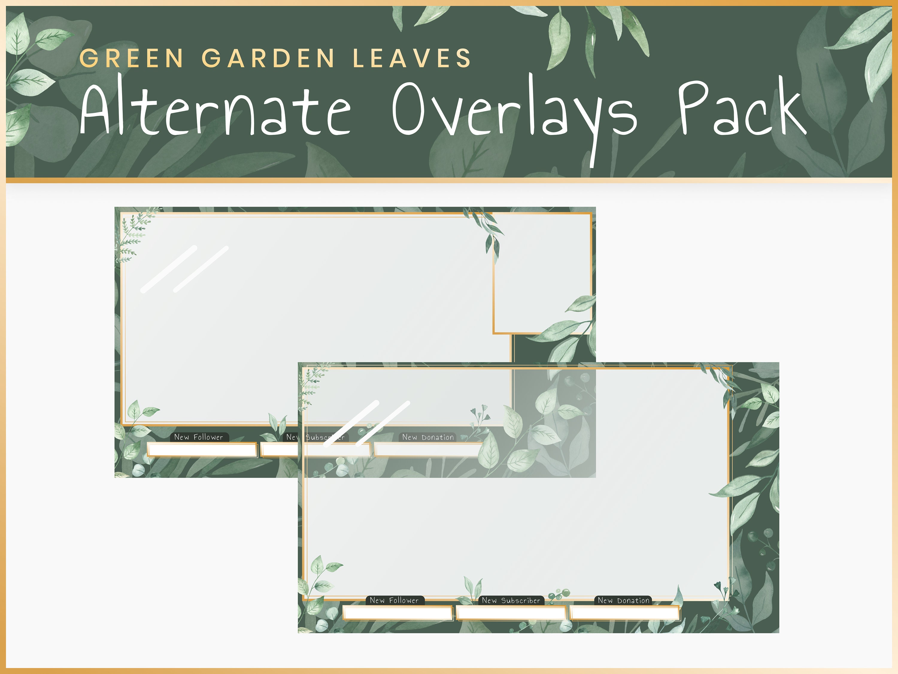 Alternate Stream Overlays Green Garden Leaves Nature Twitch Overlay ...