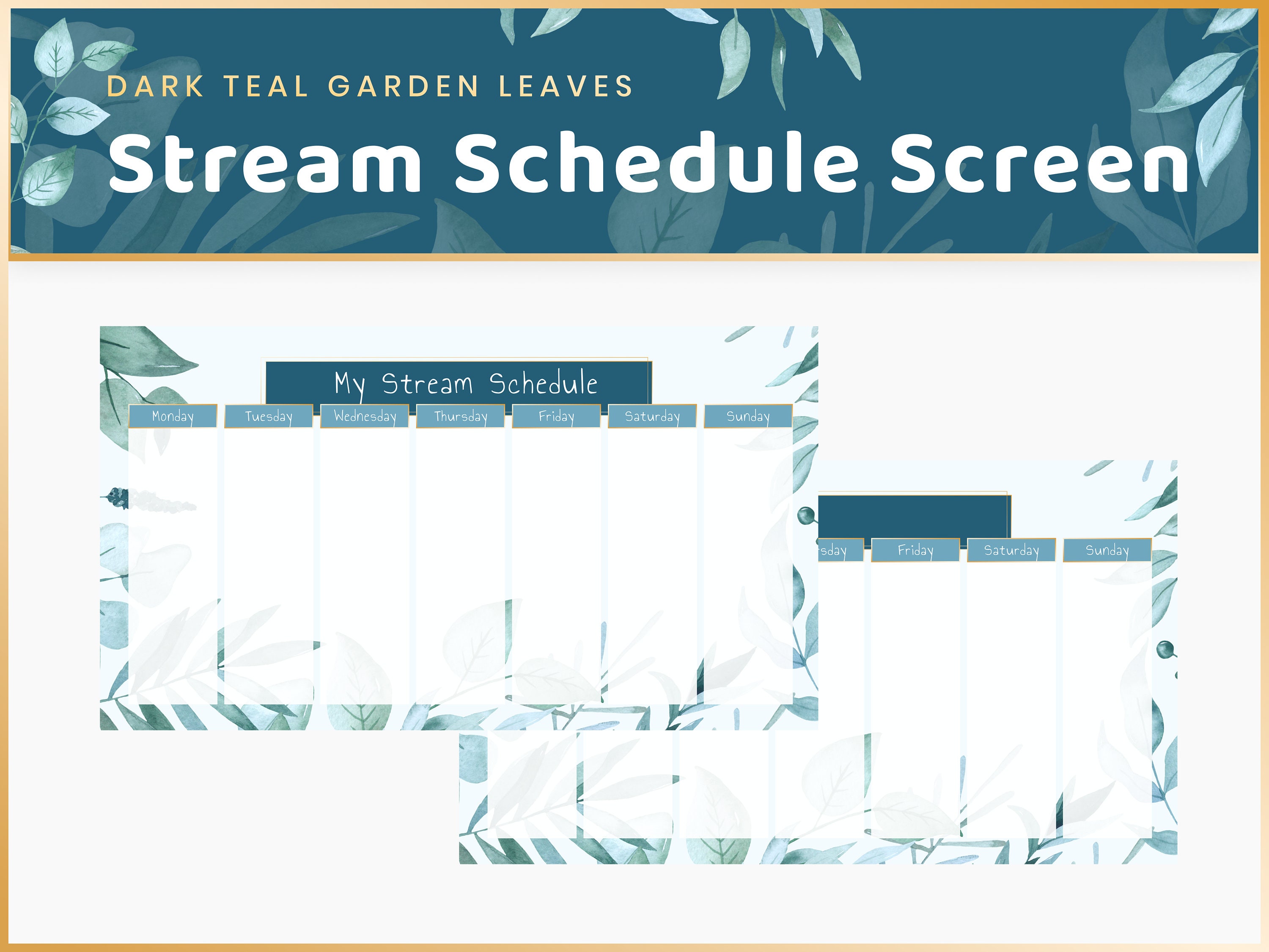 Stream Weekly Schedule Planning Screen Dark Teal Garden Leaves Cute ...