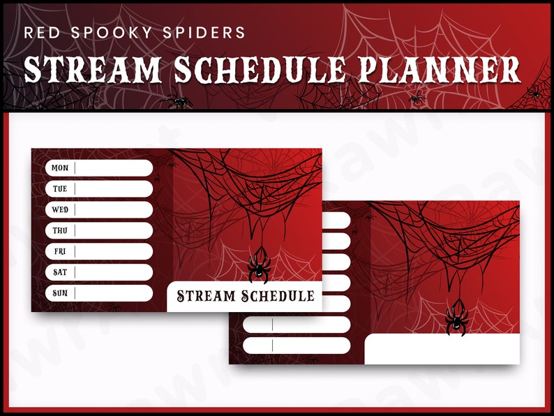 Stream Weekly Schedule Planning Screen - Red Spooky Spiderweb | Twitch ...