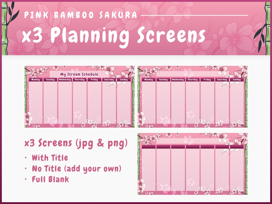 Stream Weekly Schedule Planning Screen Pink Sakura Bamboo - Etsy