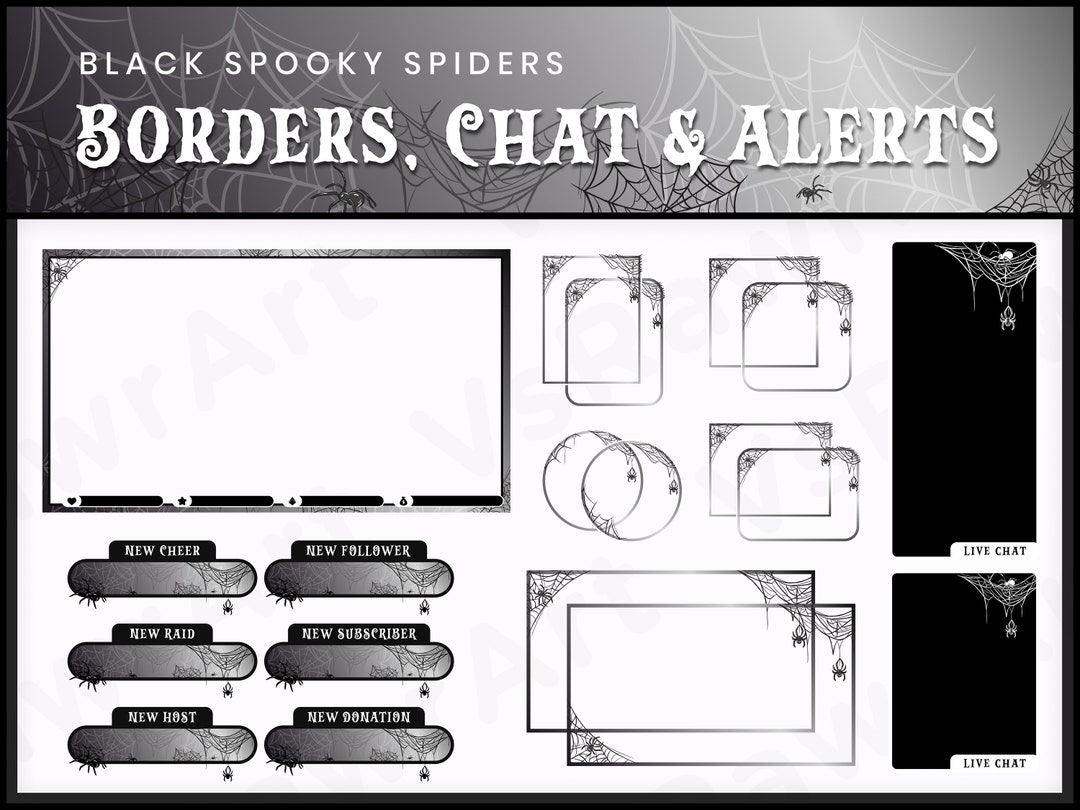 Stream Chat Windows, Camera Borders & Alerts - Black Spooky Spiderweb ...